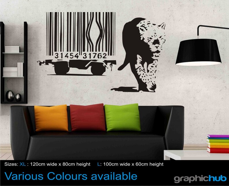 Banksy Barcode Leopard Wall Art Sticker Decal | Etsy