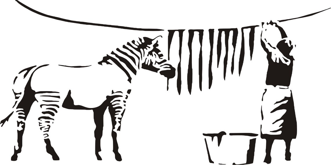 Banksy Zebra Stripes Laundry Washing Wall Art Sticker Decal | Etsy