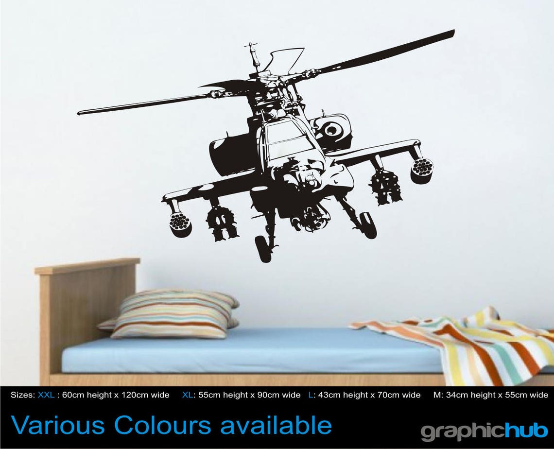 Apache Helicopter Wall Art Sticker Decal | Etsy