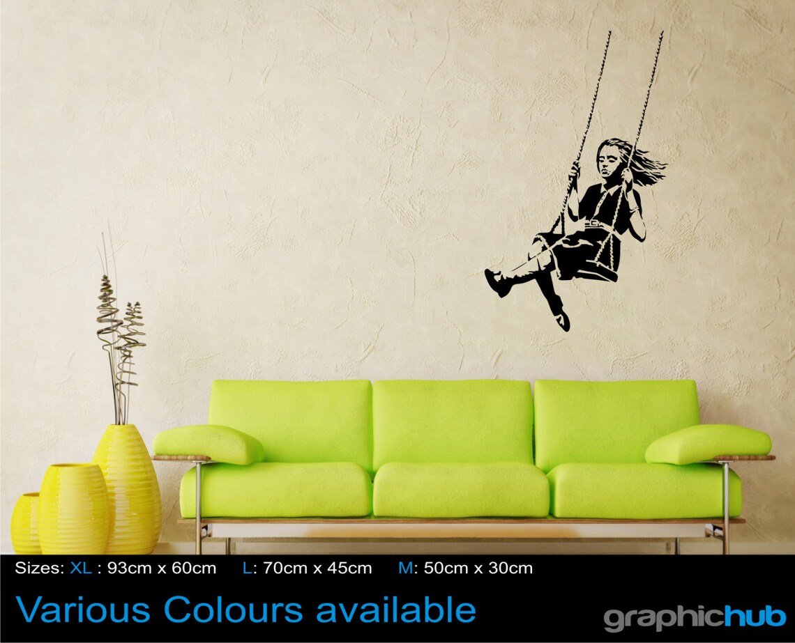 Banksy Girl on Swing Park Swing Wall Art Sticker Decal | Etsy