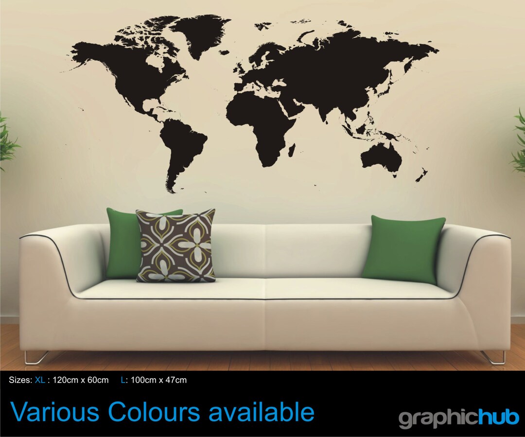 World Map Wall Art Sticker Decal - Etsy