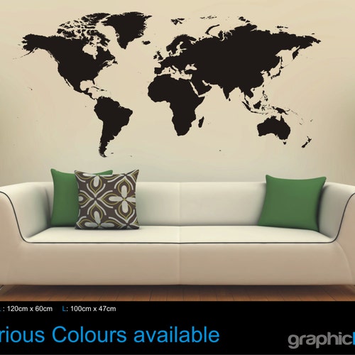 LARGE World Map Wall Decal Sticker 7ft X 3.47ft Vinyl Wall - Etsy
