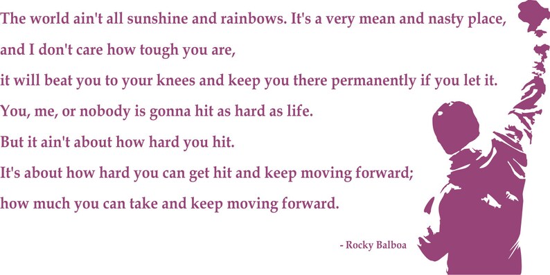 Rocky Balboa Wall Art Sticker Quote Sunshine and Rainbows - Etsy