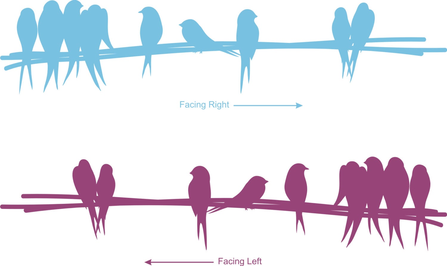 Birds on a Branch Love Birds Wall Art Sticker Decal - Etsy