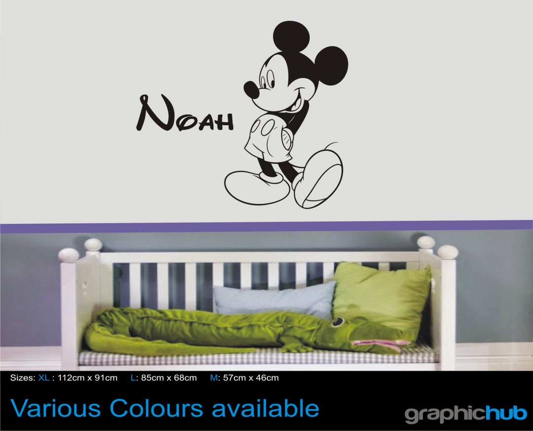 Mickey Mouse Personalised Wall Art Sticker Decal Add Your Own Name #3 ...