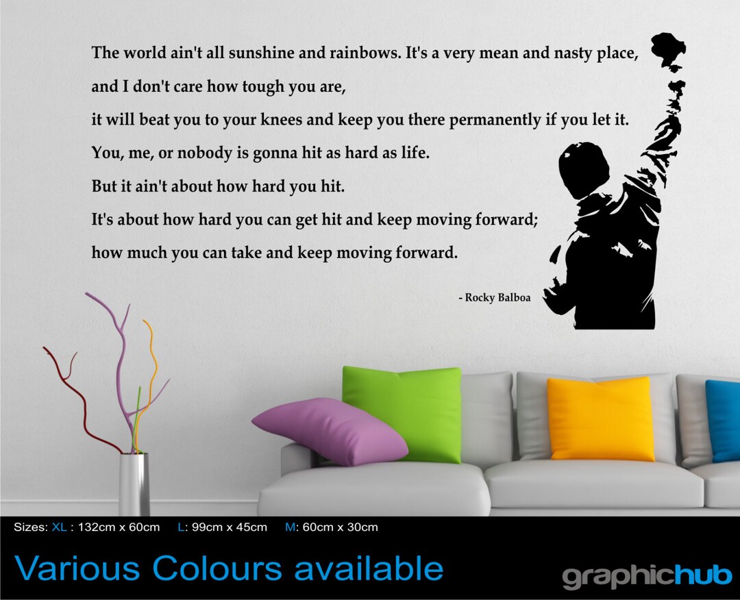 Rocky Balboa Wall Art Sticker Quote Sunshine and Rainbows - Etsy
