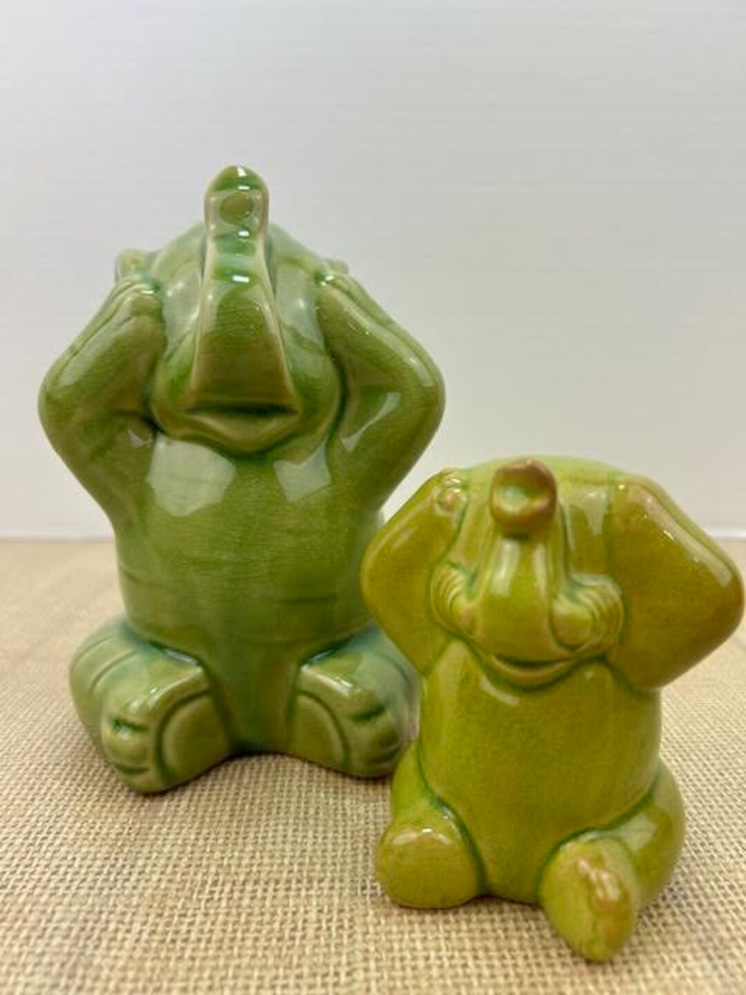 Ceramic Elephant Covering Eyes, See No Evil Elephant, Ceramic Elephant ...