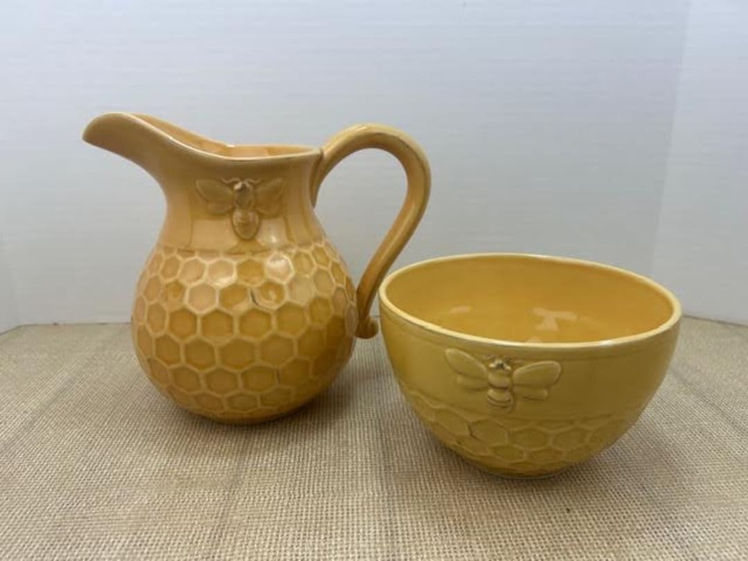 Set of Bee/honeycomb Pitcher and Cereal Bowl, Boston International ...