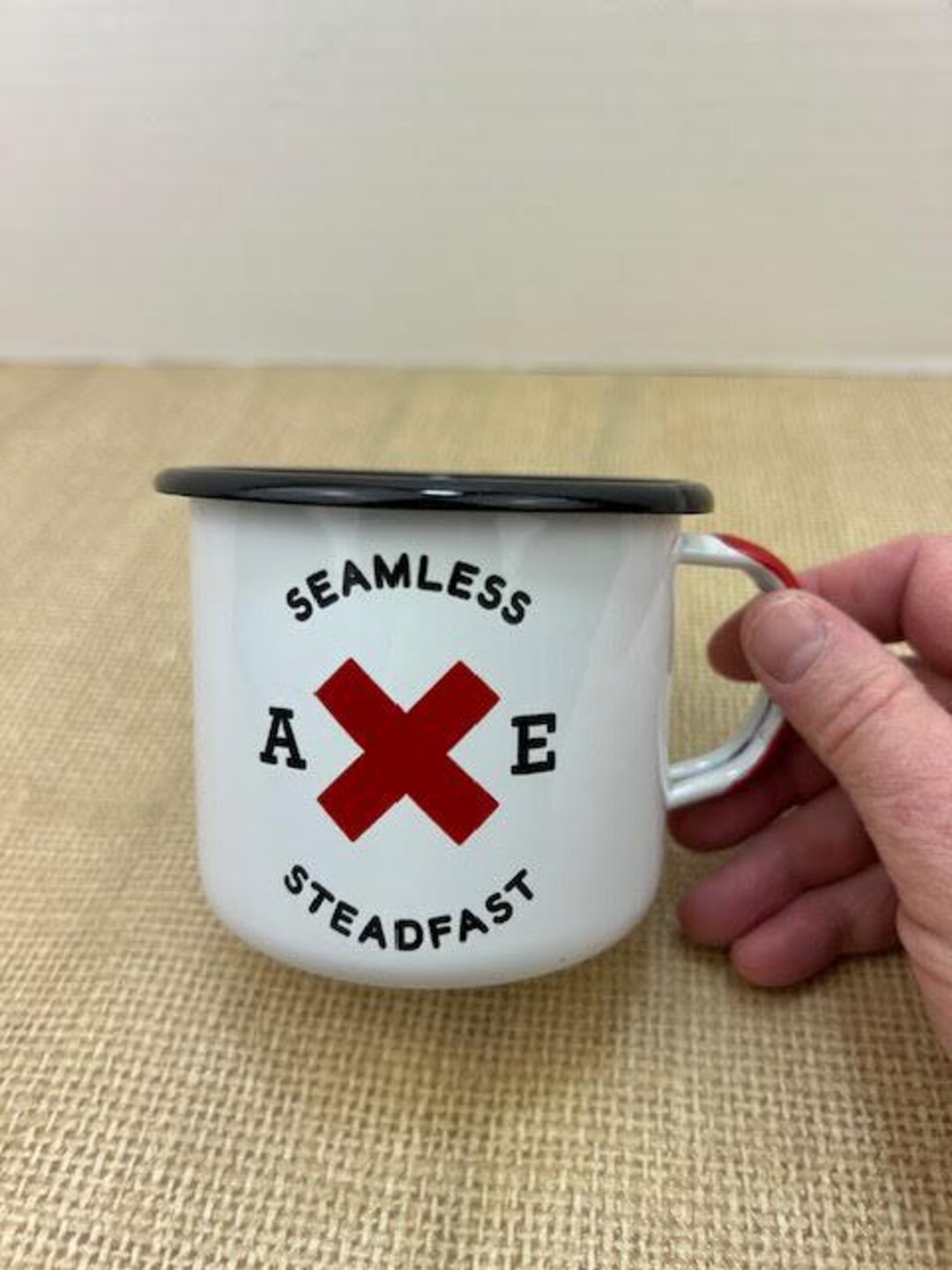 Seamless Steadfast White Enamel Cup, Seamless Steadfast Steel Enamel Camping Cup/mug, Seamless X ...
