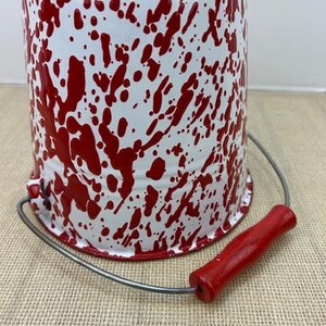 Red and White Splatter Enamel Bucket, Vintage Granite Ware Enamel ...