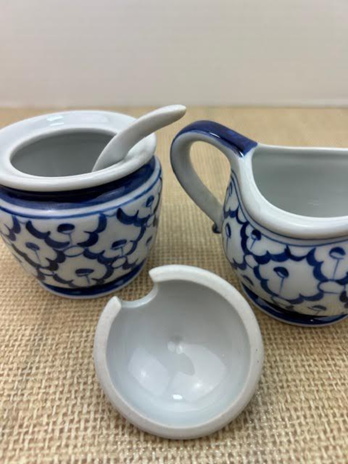 Blue and White Sugar/creamer Set, Cute Mini Blue and White Sugar and ...
