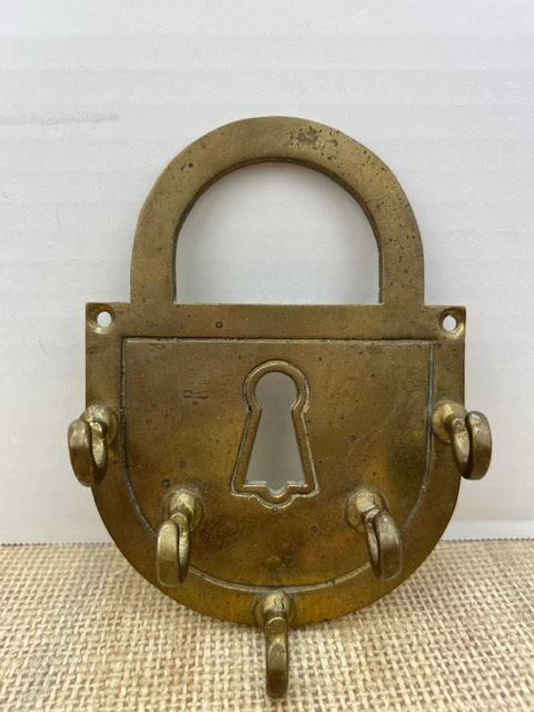 Brass Padlock Key Ring Holder, Vintage Brass Padlock With 5 Hooks for ...