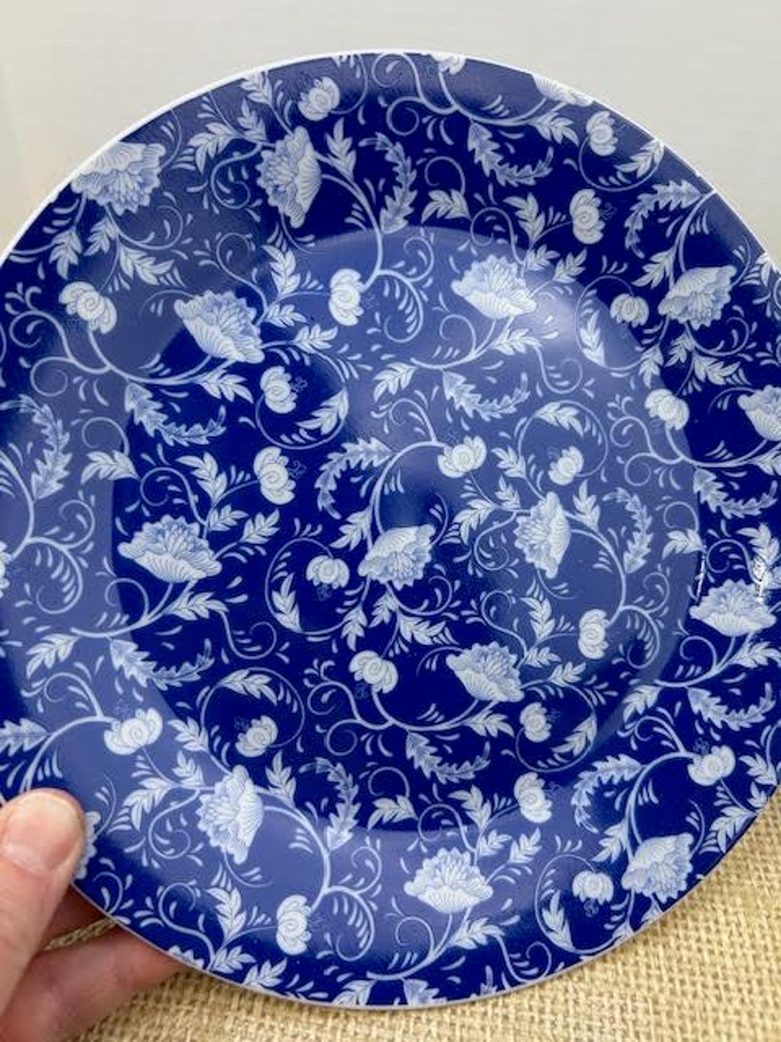 Set of 6 Aulica 8 Inch Plates in Blue and White, Blue and White Plates ...