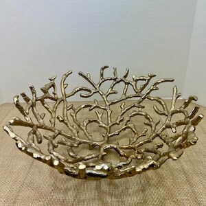 Gold Metal Coral Bowl, Decorative Coral Bowl, Elegant Nautical Decor ...
