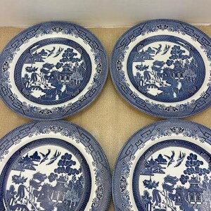 Set of 4 Blue and White Churchill Dinner Plates, Churchill England ...