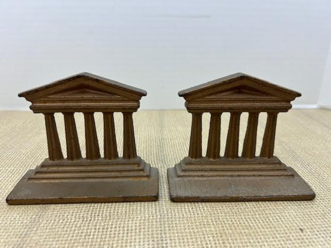Greek Column Temple Cast Metal Bookends, Cast Metal Gold Color Greek ...