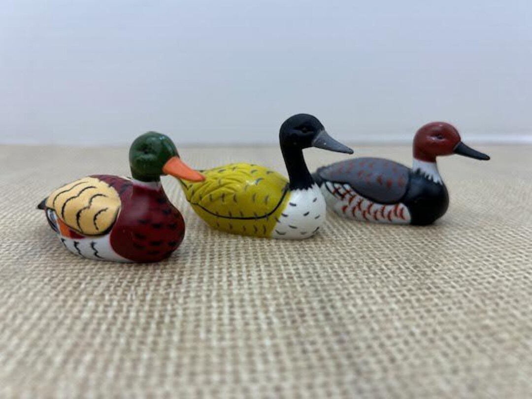 Trio of Mini Ducks, Little Duck Figurines, Small Duck Figurines, Duck ...