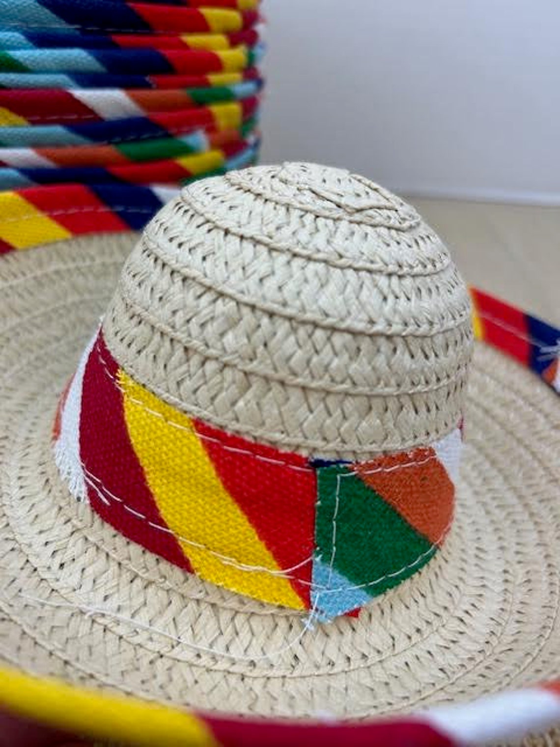 Set of 3 Mini Sombrero Hats for Decor, Sombrero Hat With Rainbow Serape ...