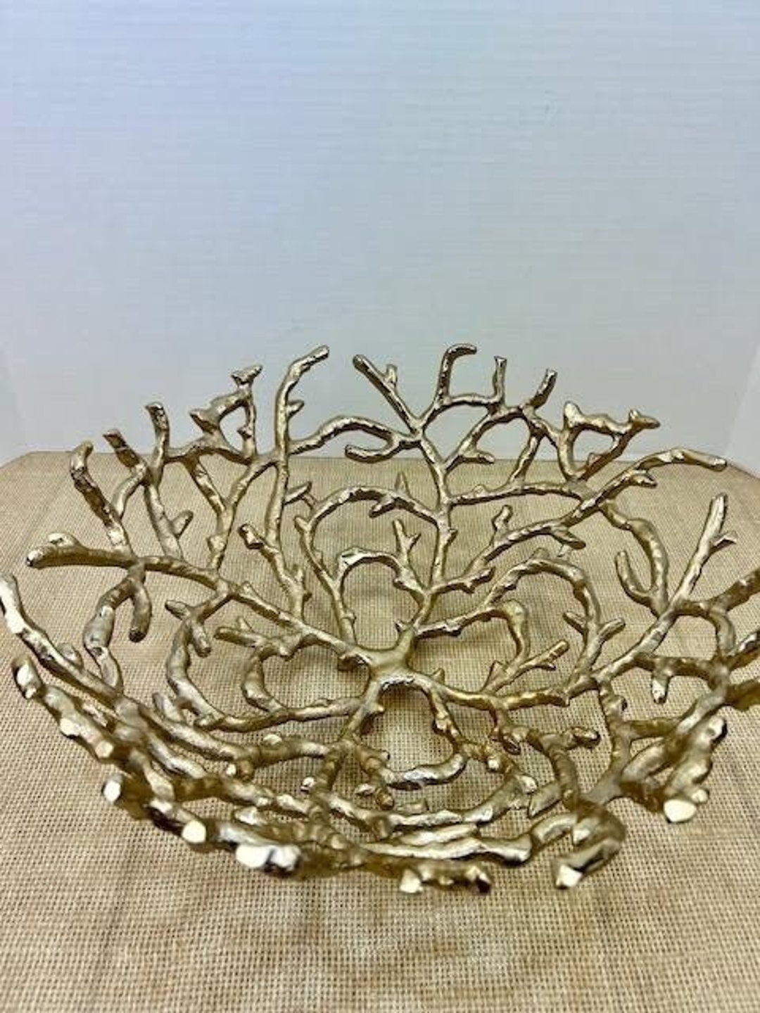 Gold Metal Coral Bowl, Decorative Coral Bowl, Elegant Nautical Decor ...