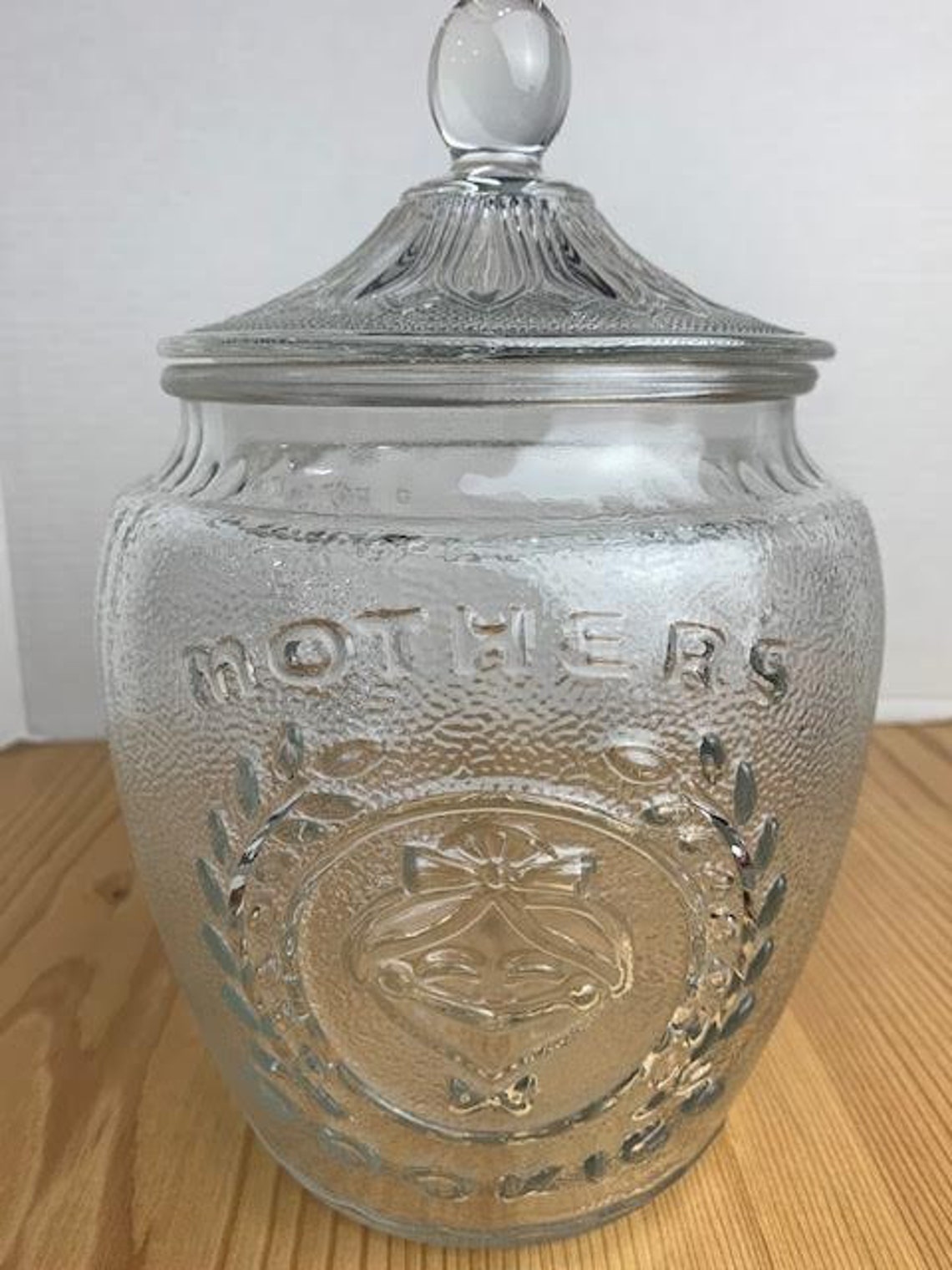 Vintage Mothers Glass Cookie Jar Etsy
