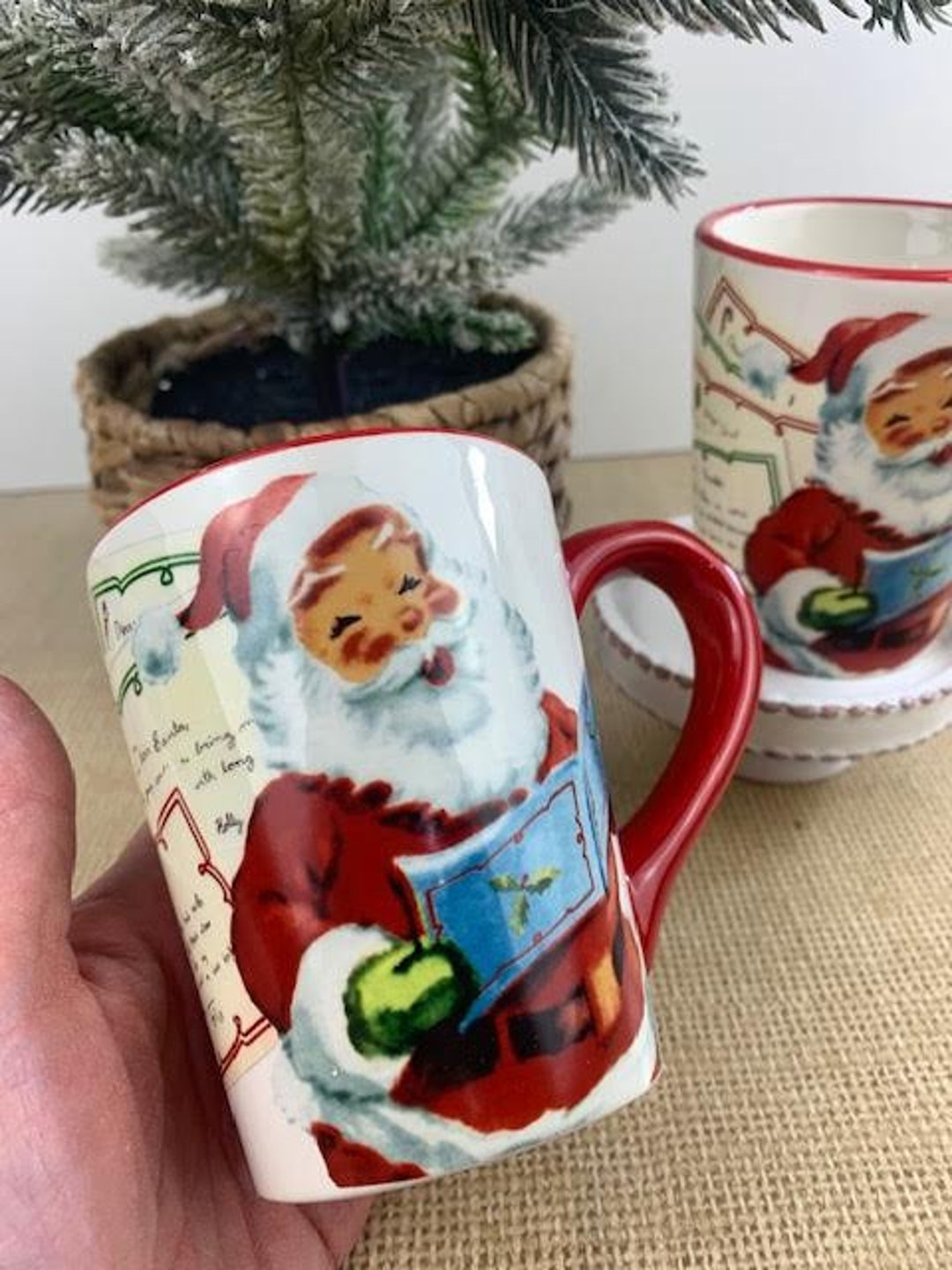 Williams Sonoma Santa Mug Set, Vintage Style Santa Mug Set From ...