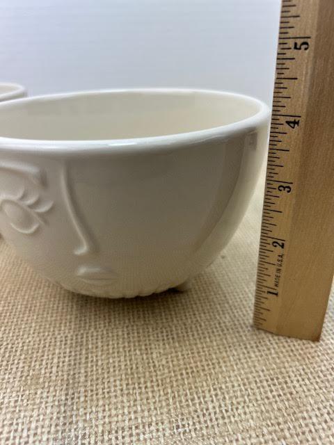 Set of 2 HD Designs Footed Cream Face Bowls, Cream Bowl With Face Motif ...
