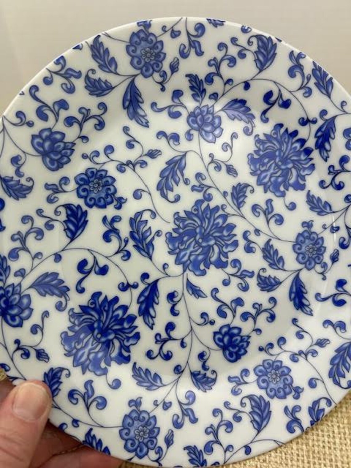 Set of 6 Aulica 8 Inch Plates in Blue and White, Blue and White Plates ...