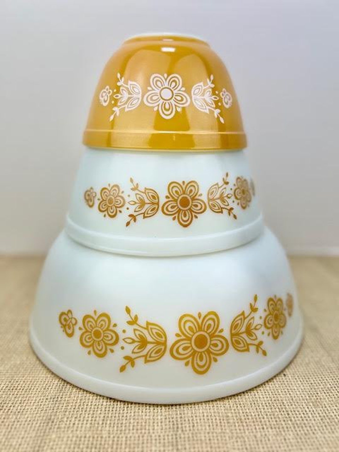 Set of 3 Pyrex Butterfly Gold Bowls, Vintage Pyrex Bowls, Pyrex ...