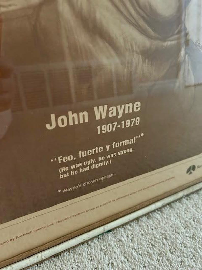 RARE Vintage John Wayne Poster in Frame, Vintage John Wayne Movie ...