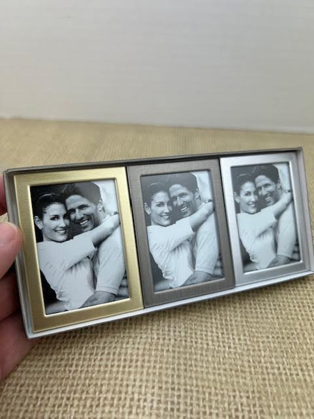 Set of 3 Mini Frames, Set of 3 Metal Miniature Picture Frames, Wedding ...