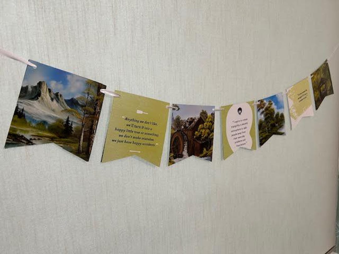 Bob Ross Seven Flag Paper Bunting, Bob Ross Paper Garland With Seven ...