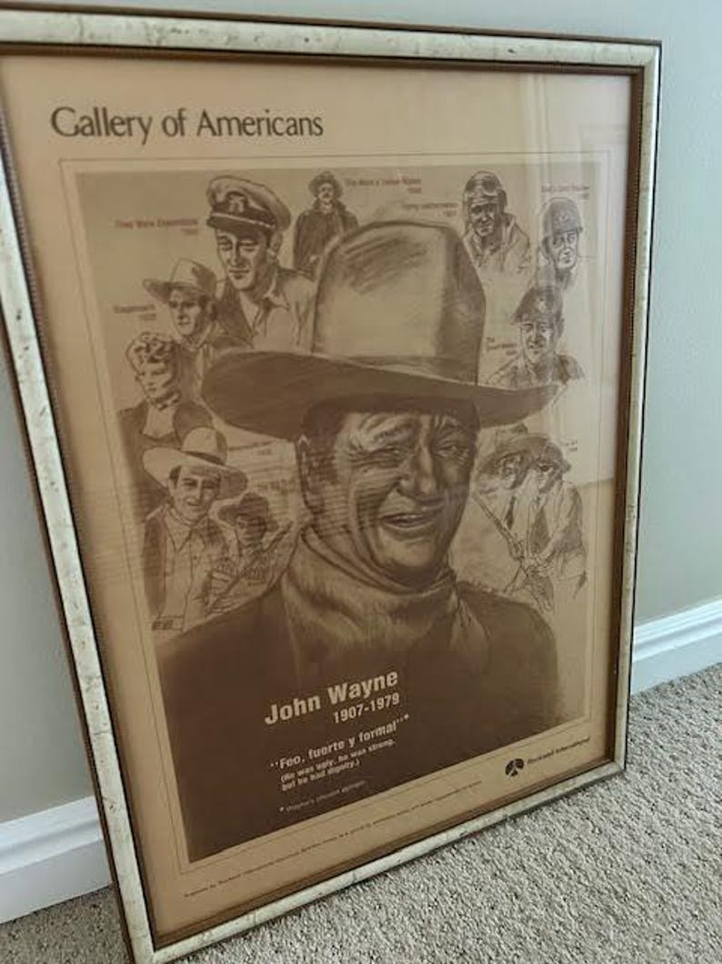 RARE Vintage John Wayne Poster in Frame, Vintage John Wayne Movie ...
