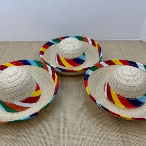 Set of 3 Mini Sombrero Hats for Decor, Sombrero Hat With Rainbow Serape ...