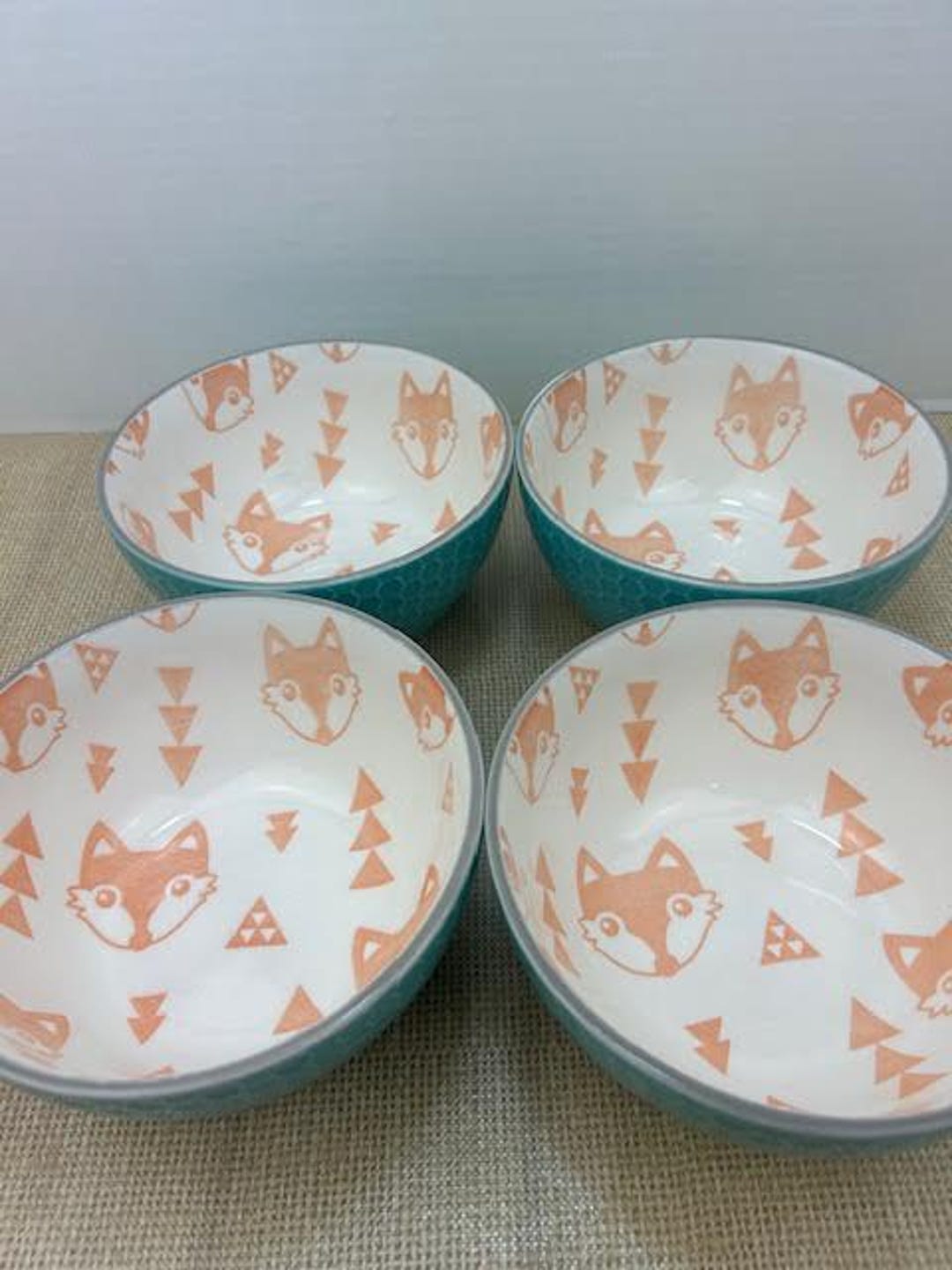 Set of 4 Fox Cereal Bowls From Pfaltzgraff, Cute Fox Cereal Bowls With ...