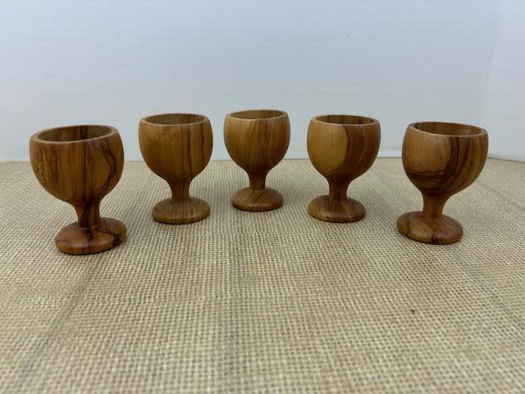 Set of 5 Miniature Wood Chalice Goblets, Miniature Wood Turned Goblets ...