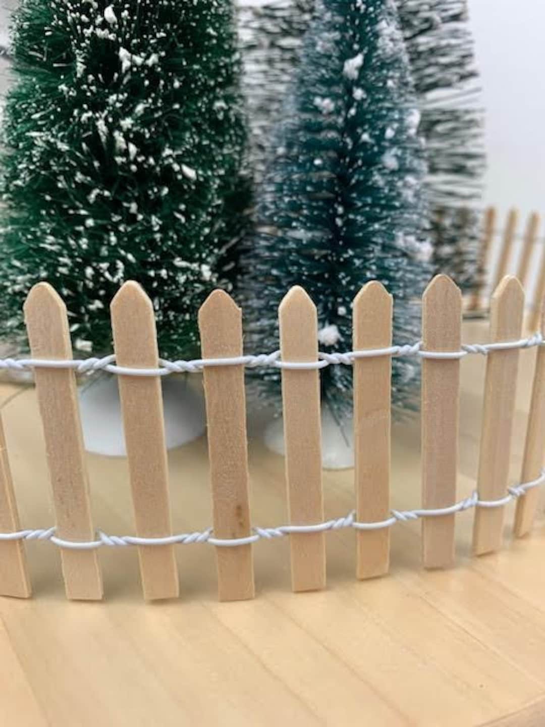 Miniature Picket Fence Length, 35 Inches of Natural Wood Picket Fence ...