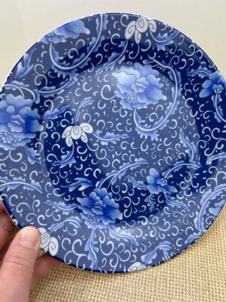 Set of 6 Aulica 8 Inch Plates in Blue and White, Blue and White Plates ...
