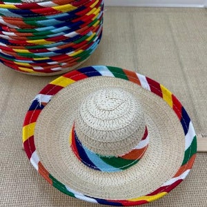 Set of 3 Mini Sombrero Hats for Decor, Sombrero Hat With Rainbow Serape ...