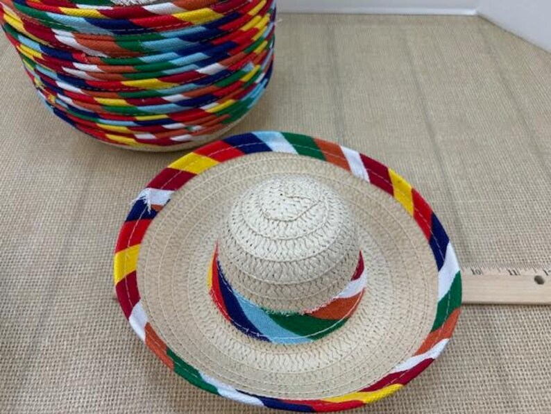 Set of 3 Mini Sombrero Hats for Decor, Sombrero Hat With Rainbow Serape ...