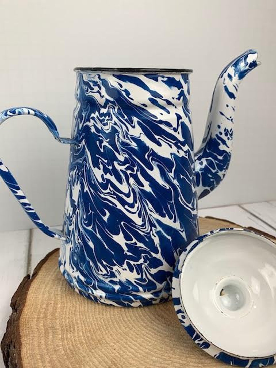 Vintage Blue and White Splatterware Coffee Pot Blue and White | Etsy