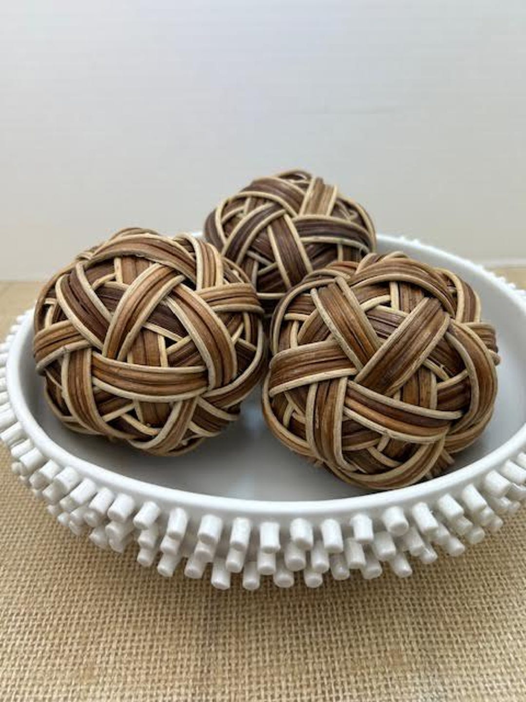 Set of 3 Pencil Reed Rattan Balls, Set of 3 Two-tone Rattan Pencil Reed ...