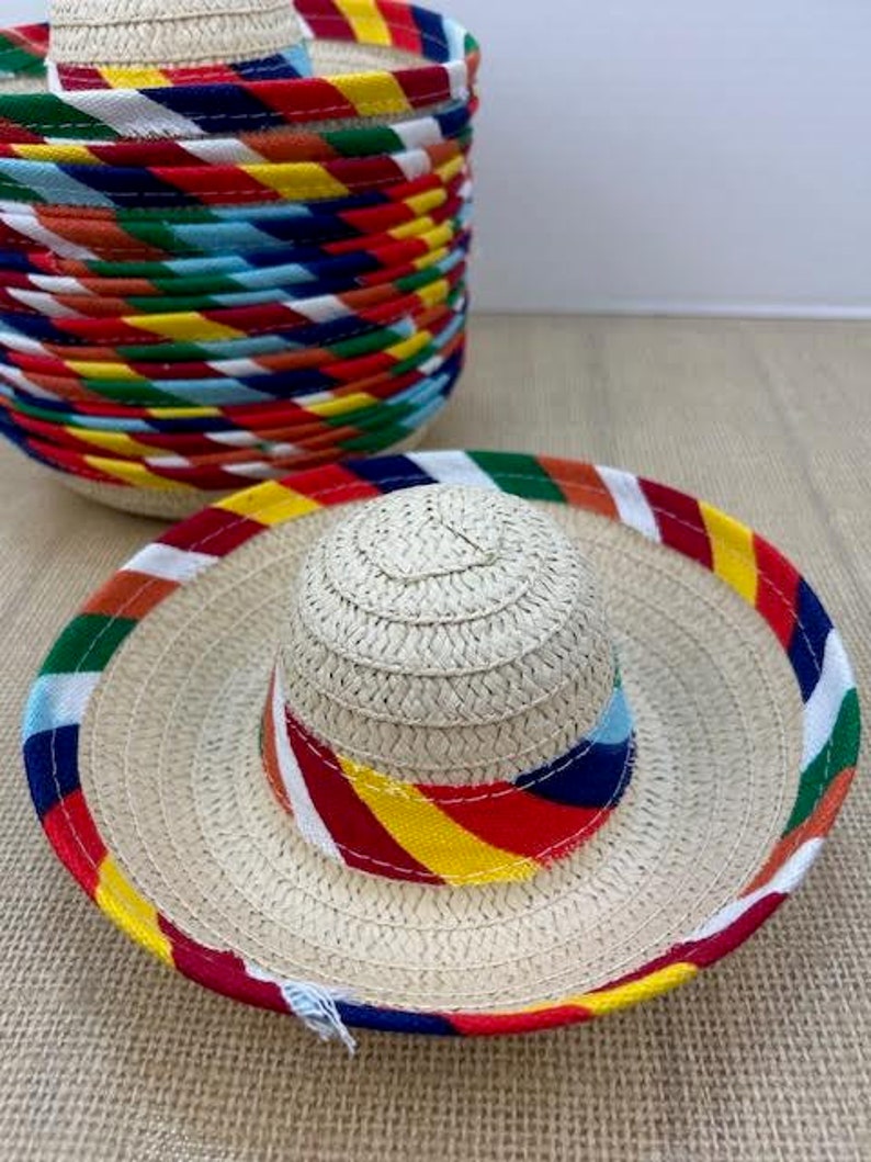 Set of 3 Mini Sombrero Hats for Decor, Sombrero Hat With Rainbow Serape ...