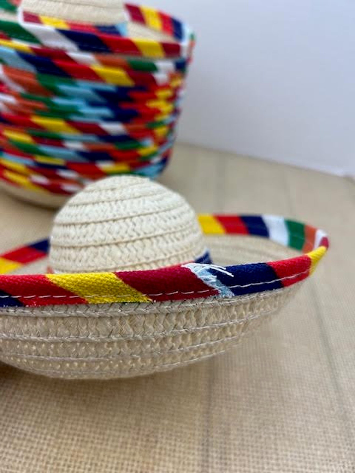 Set of 3 Mini Sombrero Hats for Decor, Sombrero Hat With Rainbow Serape ...