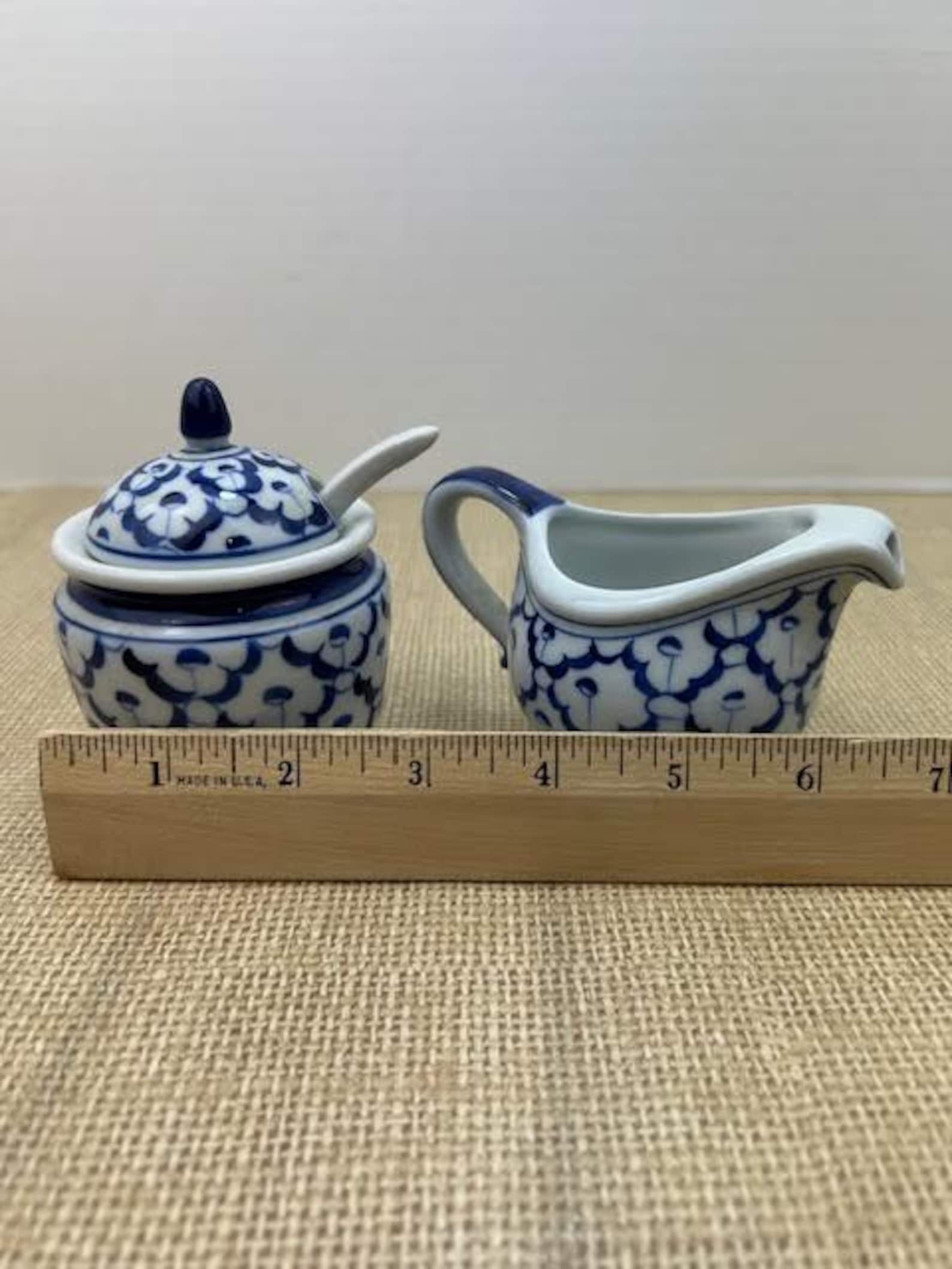 Blue and White Sugar/creamer Set, Cute Mini Blue and White Sugar and ...
