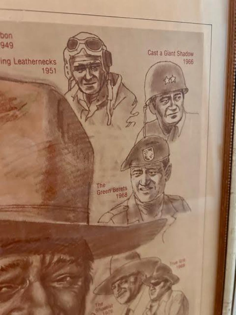 RARE Vintage John Wayne Poster in Frame, Vintage John Wayne Movie ...