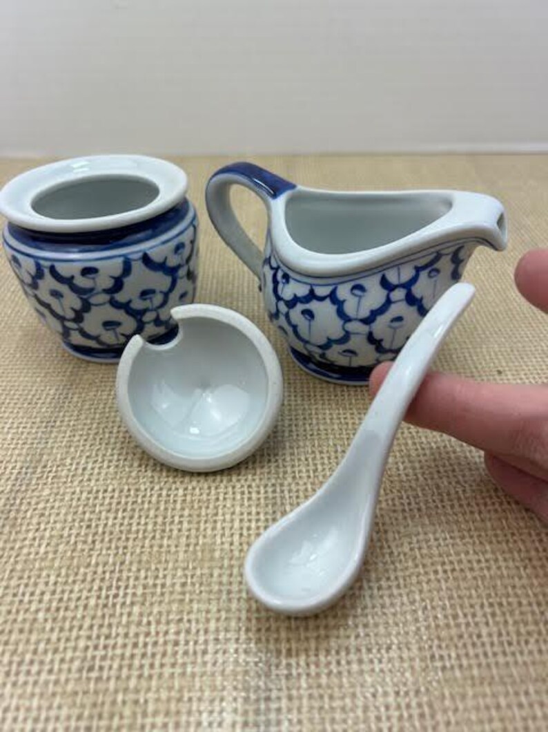 Blue and White Sugar/creamer Set, Cute Mini Blue and White Sugar and ...
