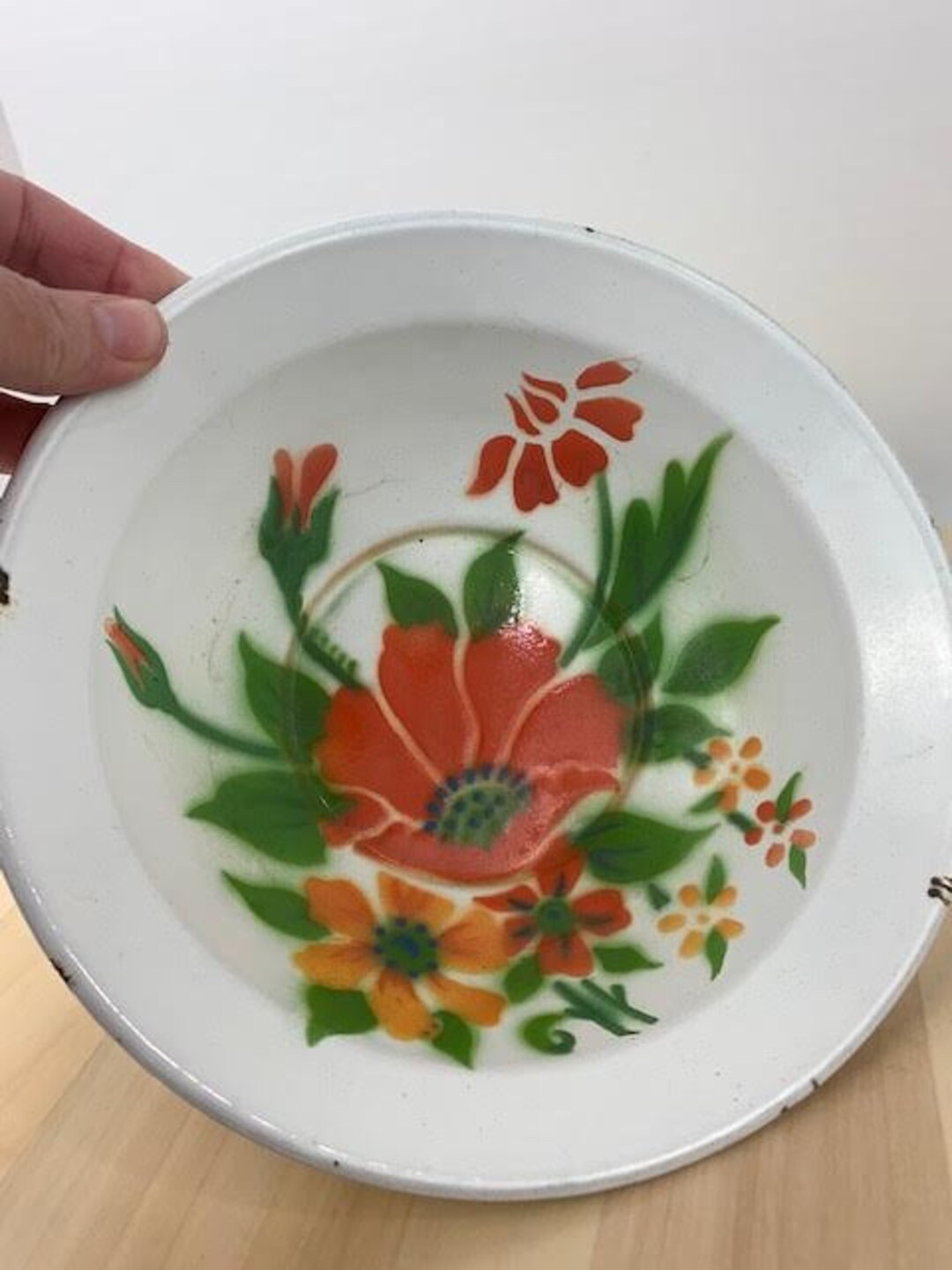 Vintage Enamel Bowl Enamel Bowl With Floral Motif Enamel - Etsy