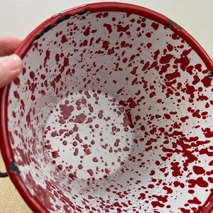 Red and White Splatter Enamel Bucket, Vintage Granite Ware Enamel ...