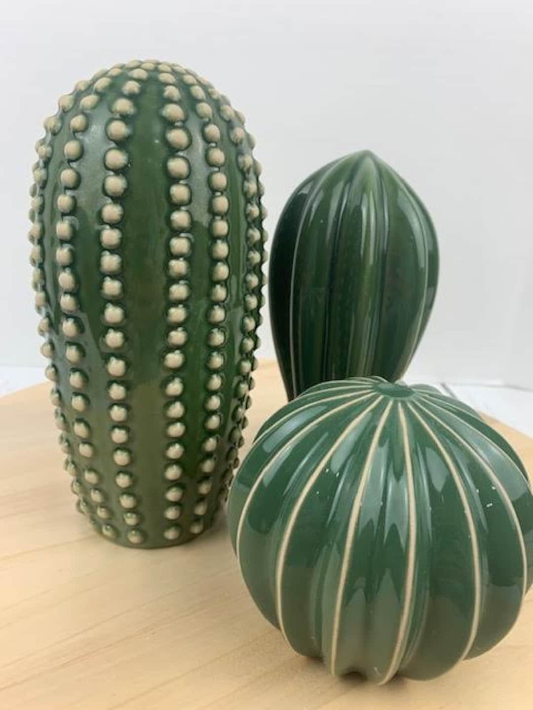 Cacti Trio Figurine Set, Set of 3 Cacti Ceramic Figurines, Ceramic ...