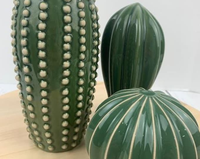 Cacti Trio Figurine Set, Set of 3 Cacti Ceramic Figurines, Ceramic ...